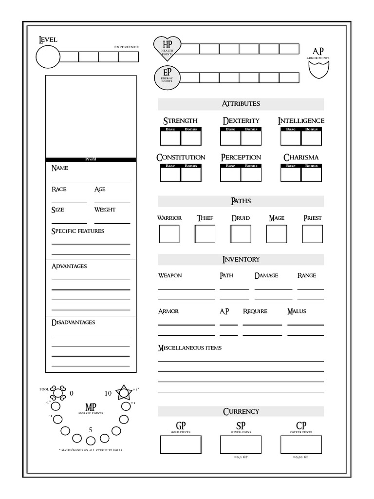 RPG Character Attributes and Mechanics | PDF | Role Playing Video Games ...