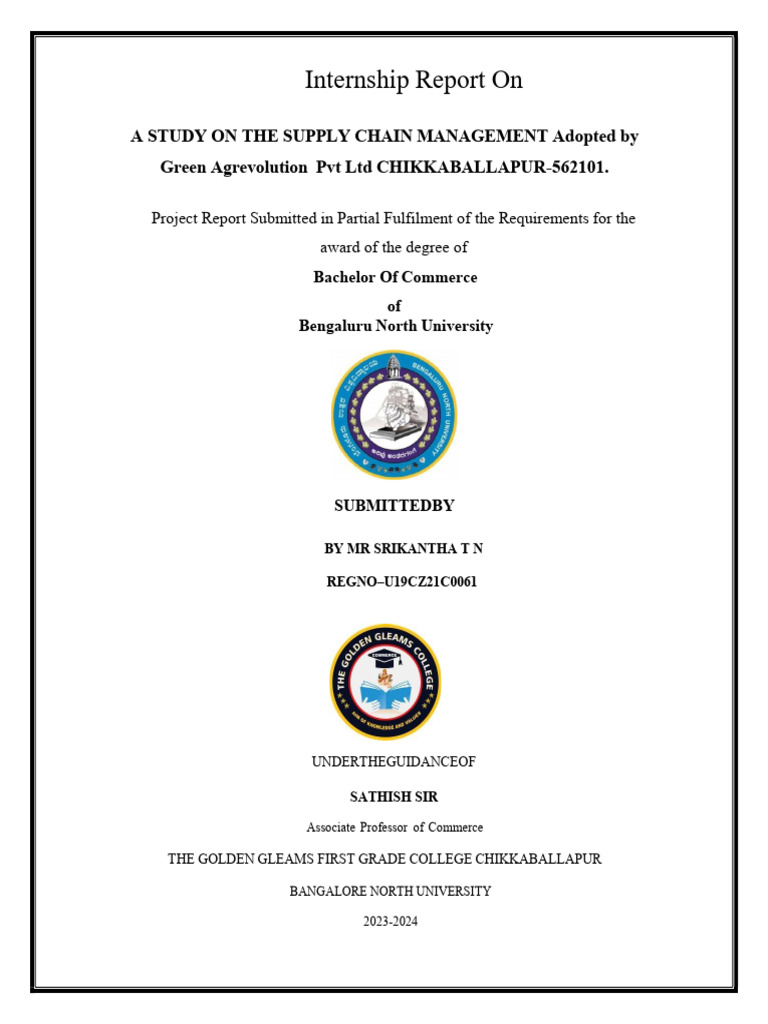 Internship Report On | PDF | Supply Chain | Supply Chain Management
