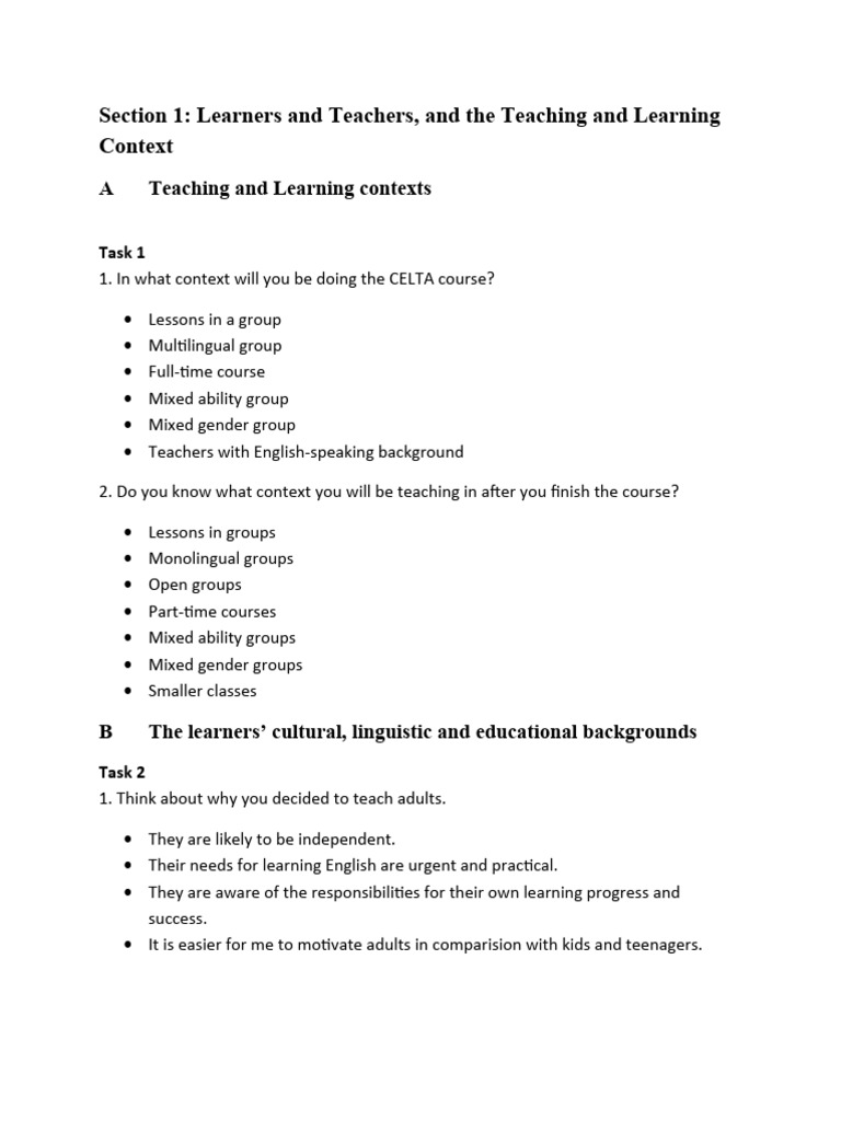 Trung Toan's CELTA 2019 Pre Course Task Answers | PDF | Verb | Stress (Linguistics)