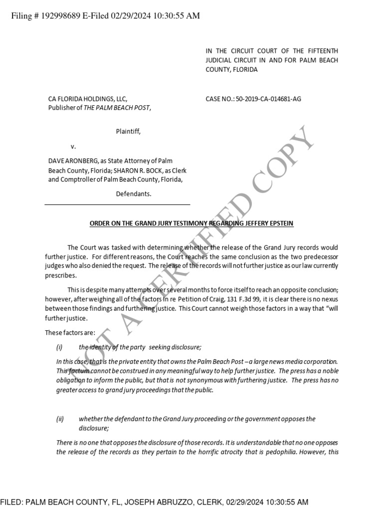 Order On The Grand Jury Te | PDF | Witness | Discovery (Law)