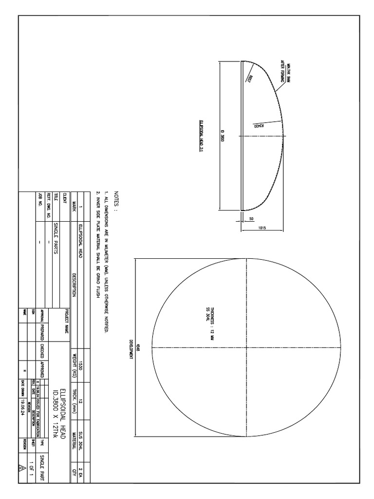 Ellipsoidal Head Id 3800 | PDF