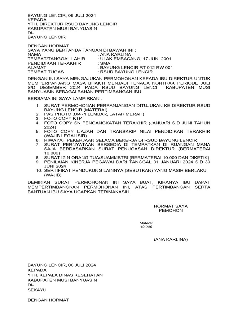 Form Surat Permohonan | PDF