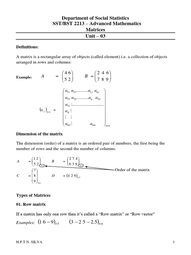 Advanced Mathematics - Unit 03 (English) | PDF | Matrix (Mathematics ...