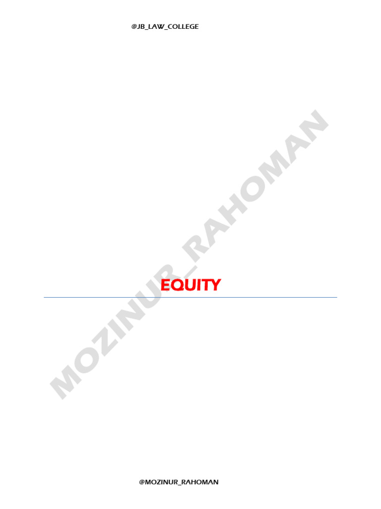 Equity and Trust | PDF | Equity (Law) | Legal Remedy