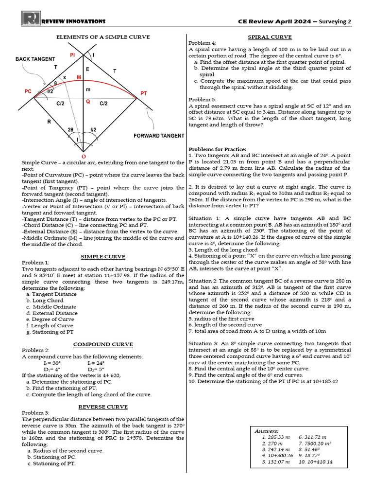 Surveying 2 | PDF | Tangent | Angle