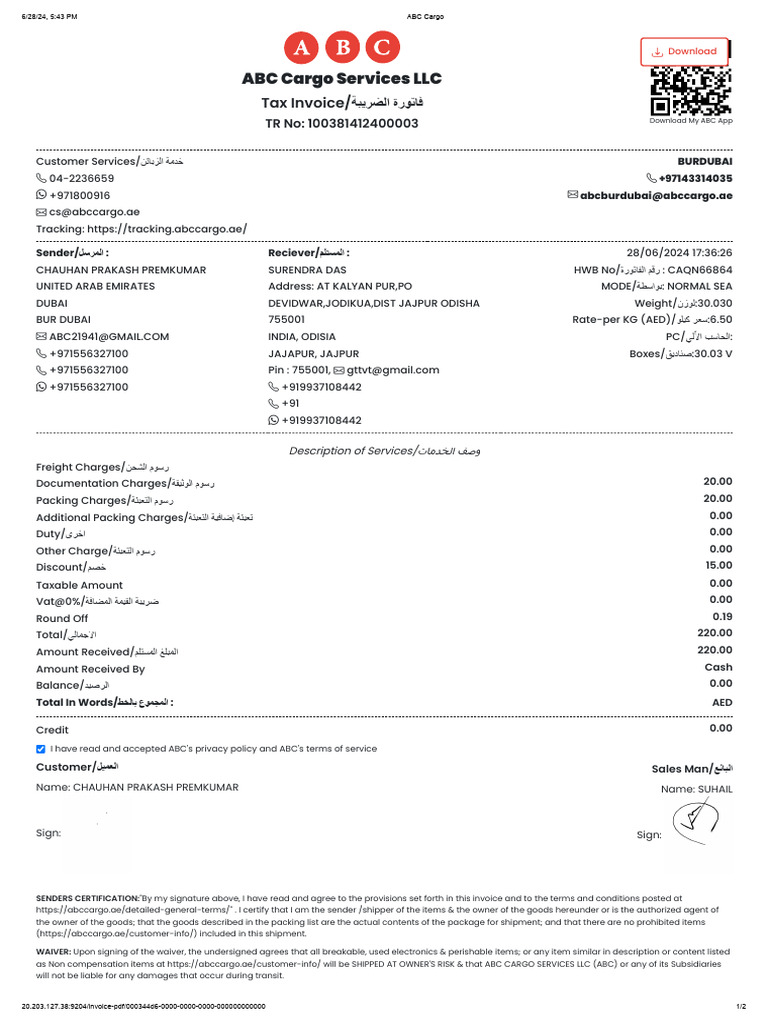 ABC Cargo UMESH | PDF