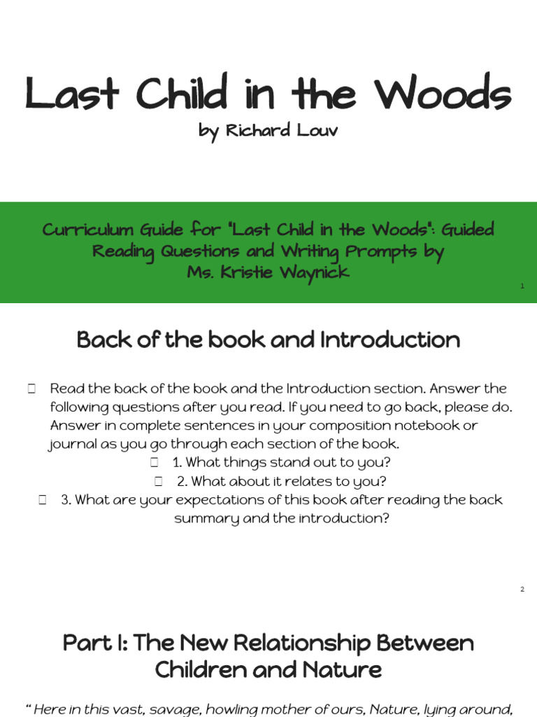 Last Child in The Woods Curriculum Guide | PDF | Nature | Community