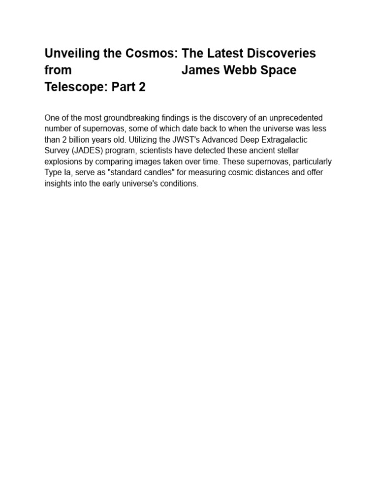 Unveiling The Cosmos - Part 2 | PDF