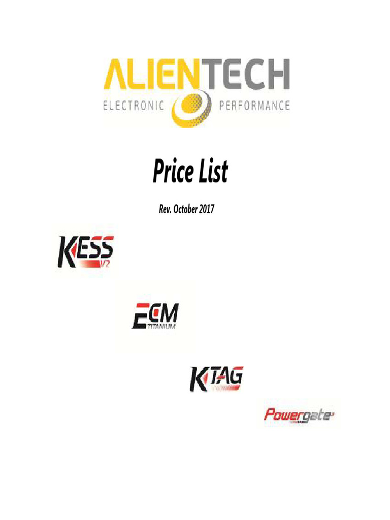 Alientech Kess Ktag Arlista - PDF 201710 ENG | PDF | Subscription ...