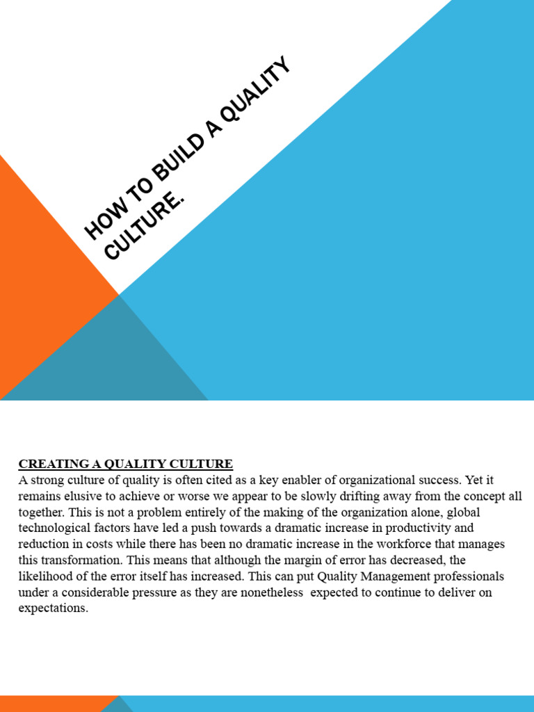 How To Build A Quality Culture _ Culture Of Quality In An Organization ...