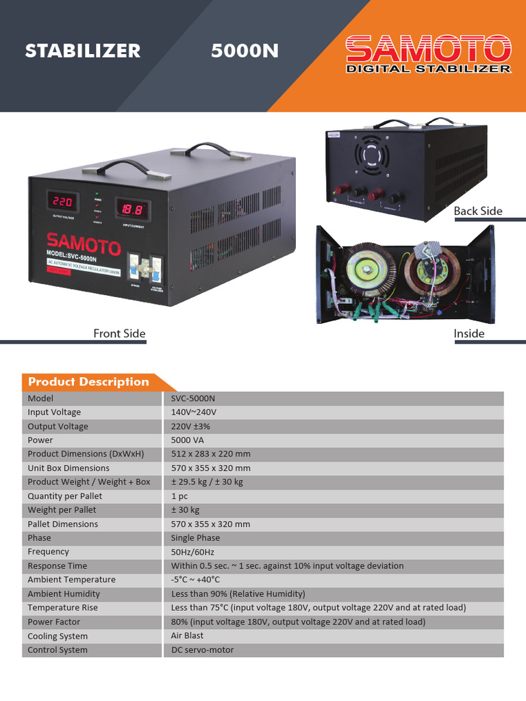 Datasheet Stabilizer Samoto 5000n-Sdymhe | PDF