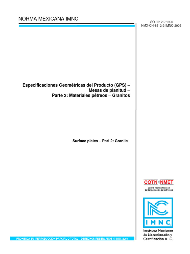 NMX CH 8512 2 Imnc 2005 | PDF | Calibración | Medición NMX CH 8512 2 Imnc 2005 | PDF | Calibración | Medición