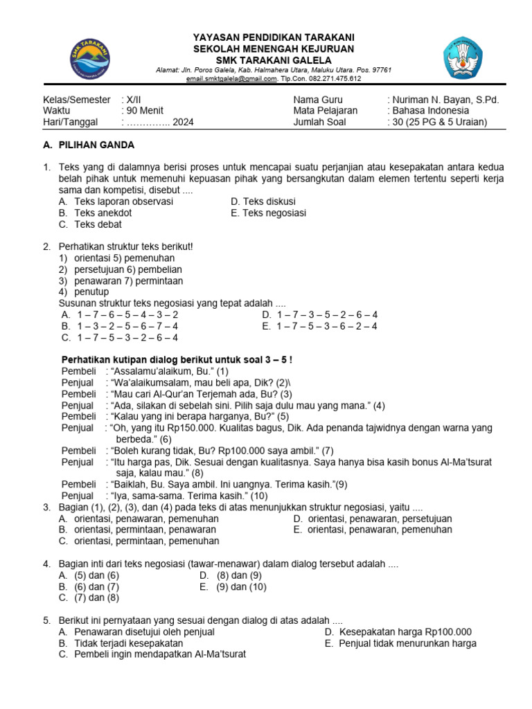Soal Pas Bi Kelas X Semester Ii | PDF