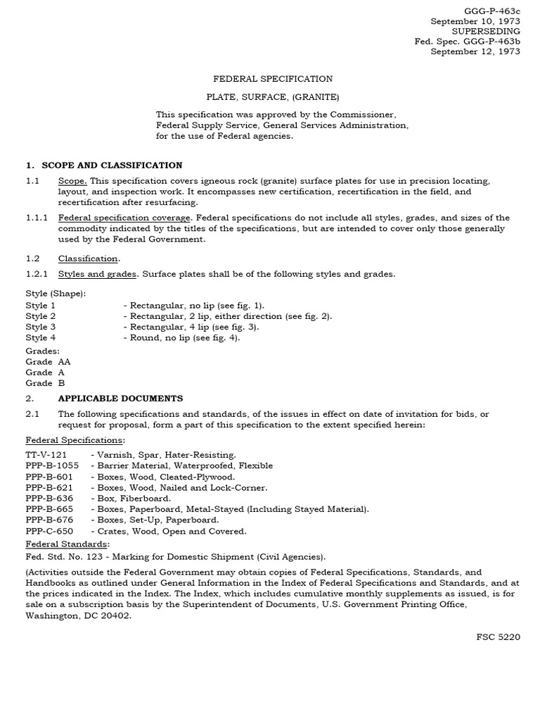Federal Spec GGG P 463c | PDF | Engineering Tolerance | Calibration