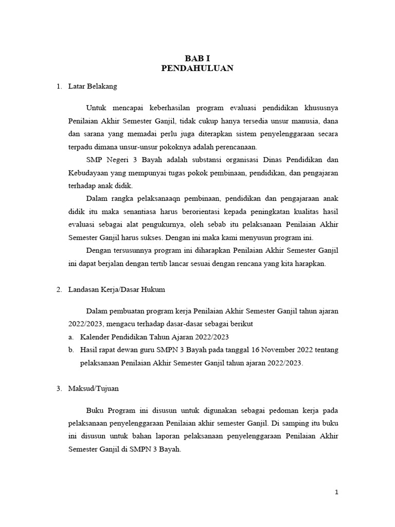 Program PAS Ganjil 2022 2023 | PDF