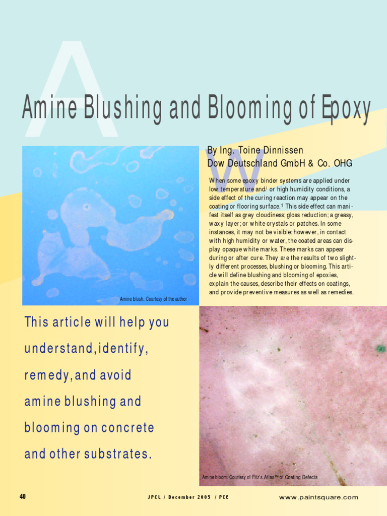 Amine Blushing and Blooming of Epoxy | PDF | Epoxy | Coating Amine Blushing and Blooming of Epoxy | PDF | Epoxy | Coating