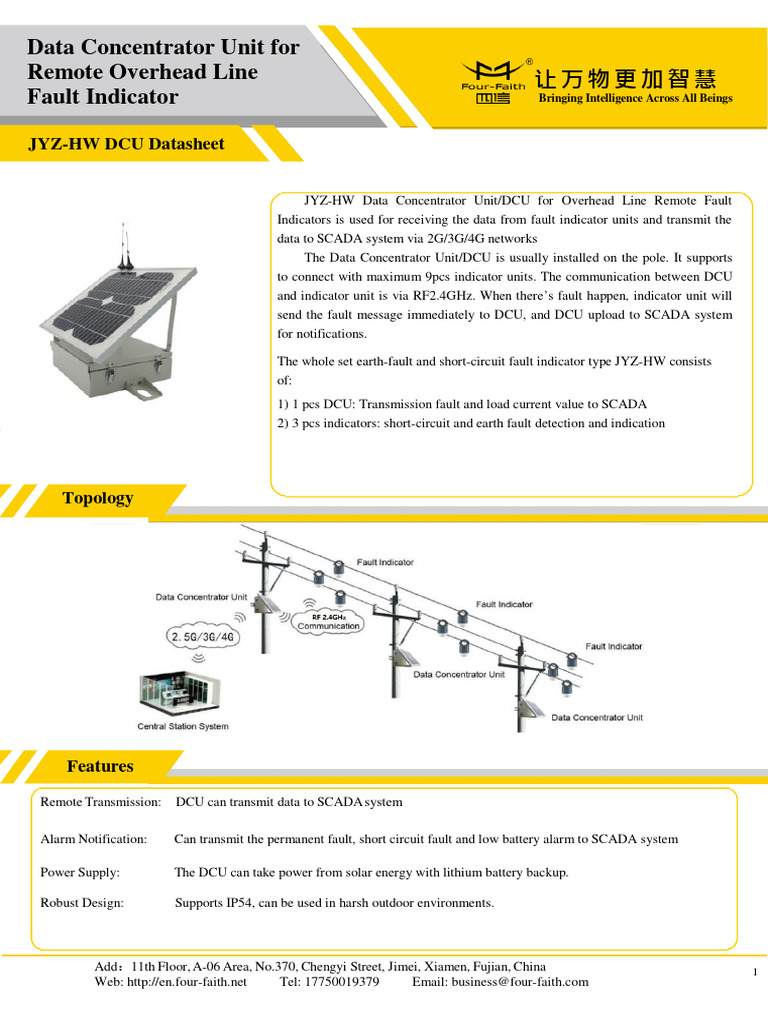 New JYZ-HW Data Concentrator Unit Datasheet For Remote Overhead Line Fault Indicator | PDF ...
