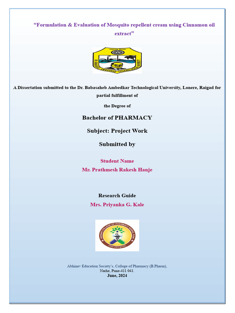 Prathmesh Project Thesis | PDF | Cinnamon | Essential Oil