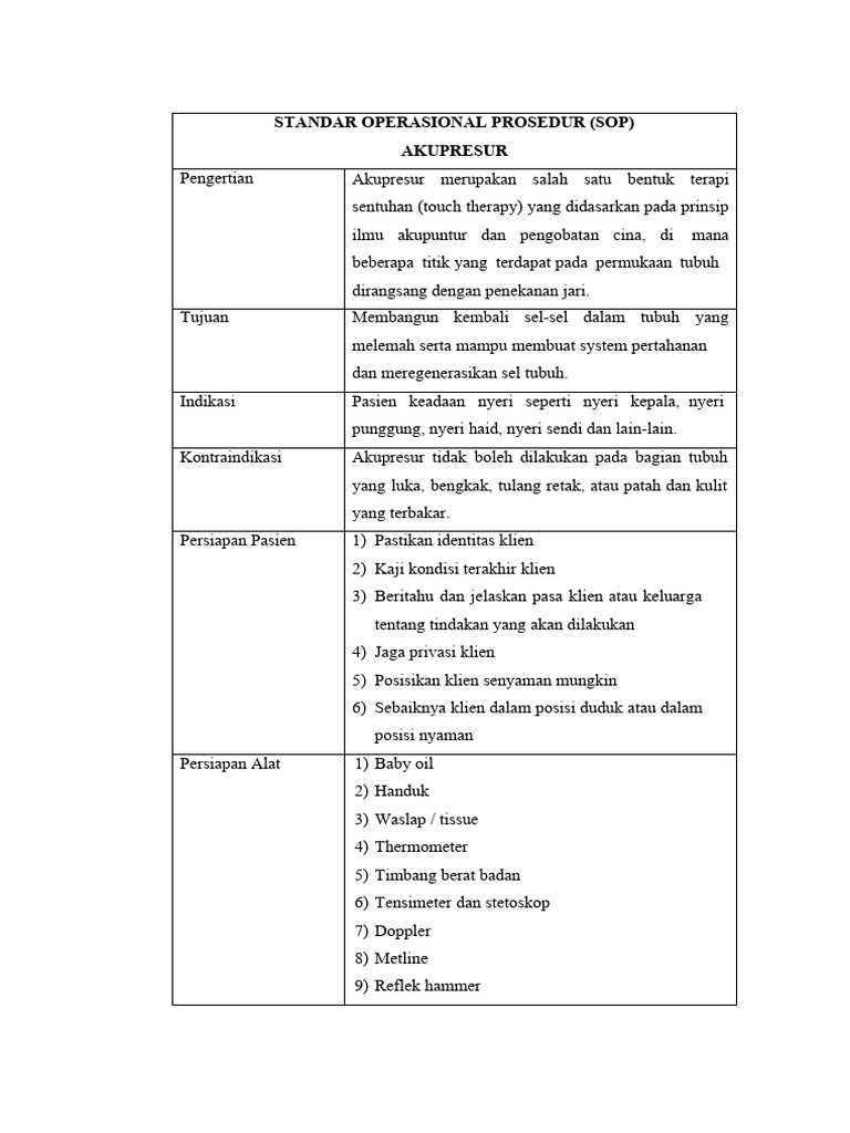 LAMPIRAN Sop Akupresure901 | PDF | Kesehatan Holistik | Sains & Matematika