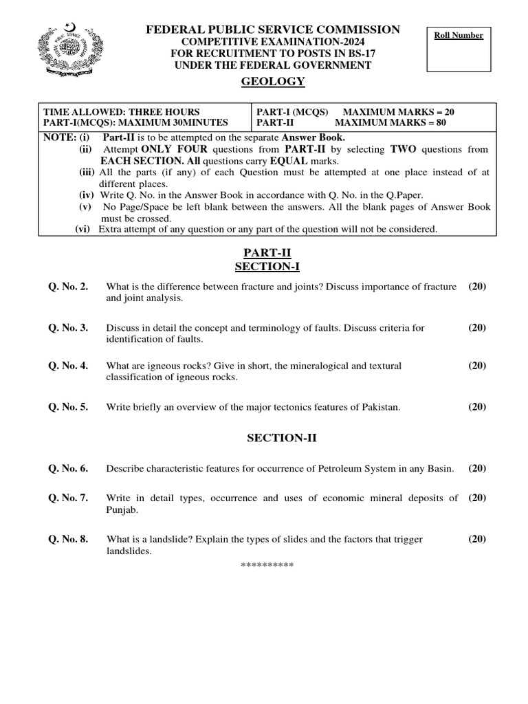 Geology Exam Guide For Bs 17 Posts Pdf Technology Engineering