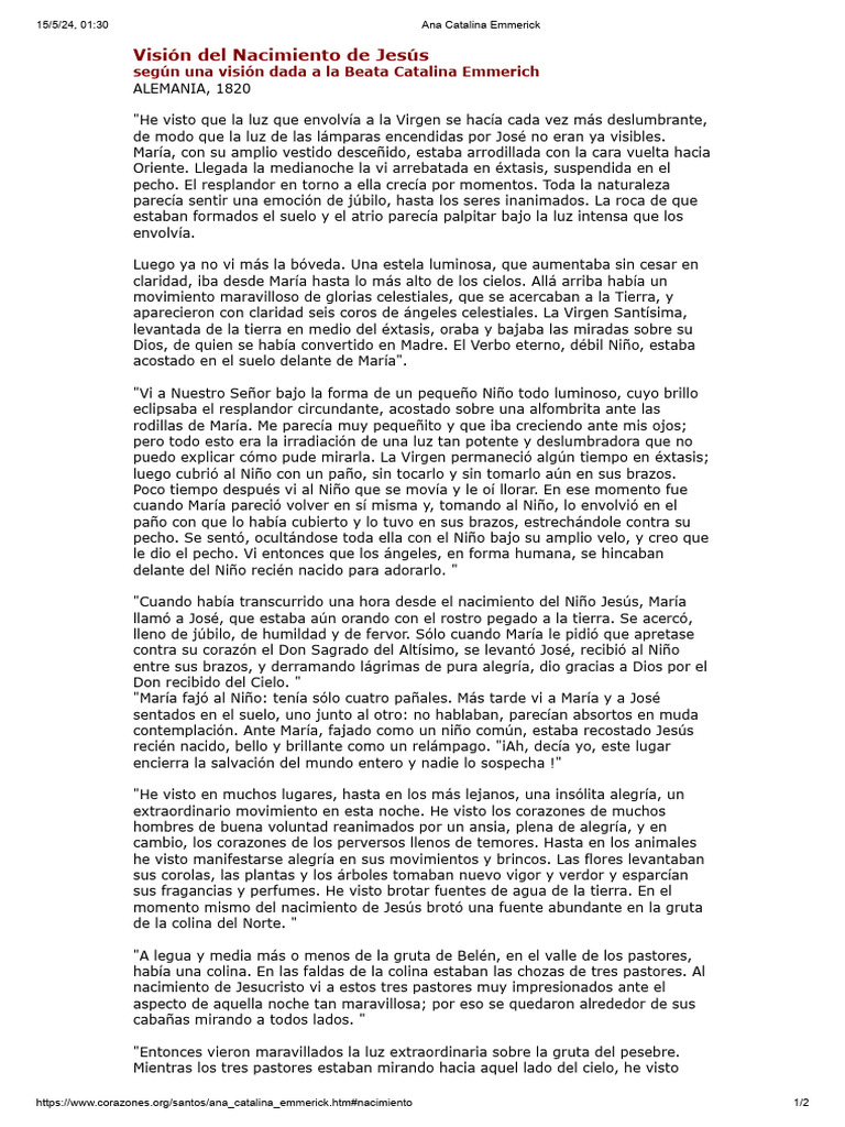 Ana Catalina Emmerick.Visión del Nacimiento de Jesús | Descargar gratis ...
