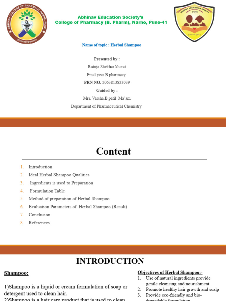 Rutuja Final PPT 1 | PDF | Shampoo