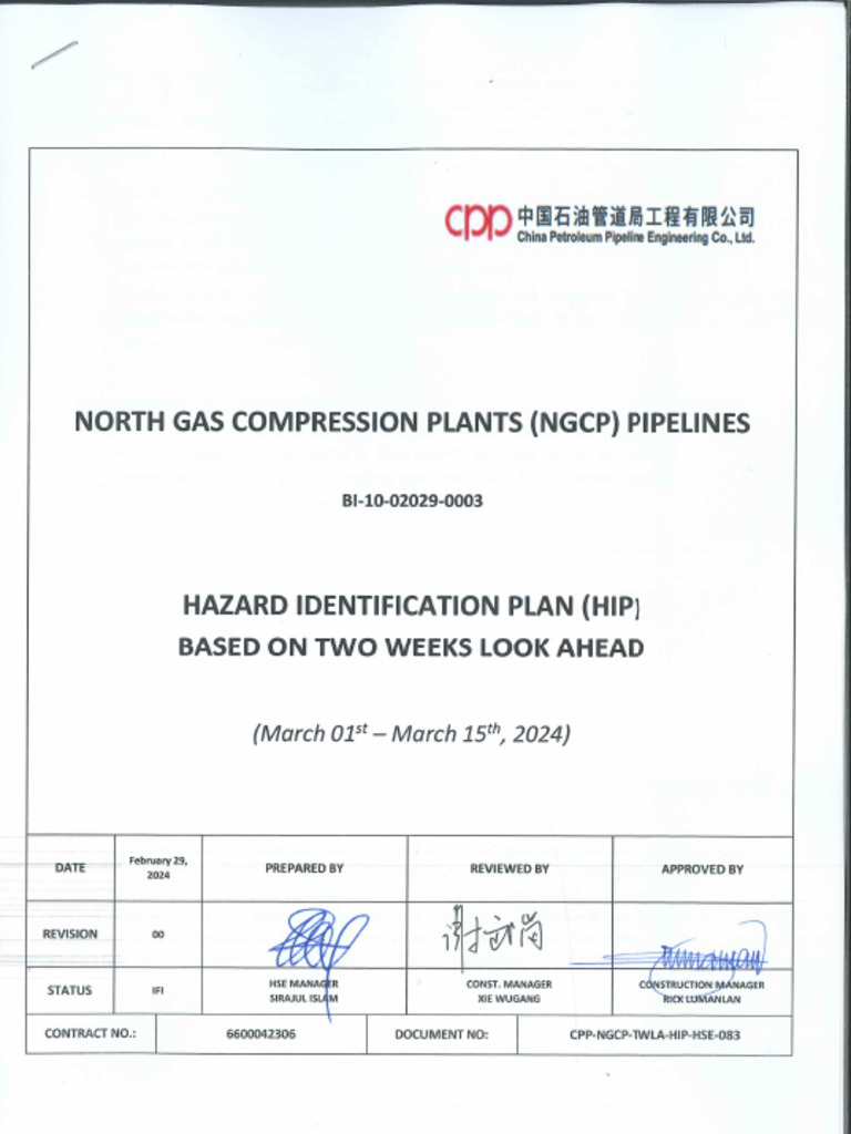 HAZARD IDENTIFICATION PLAN (HIP) BASE ON TWO WEEKS LOOK AHEAD PLAN Mar 01st To Mar 15th, 2024 ...