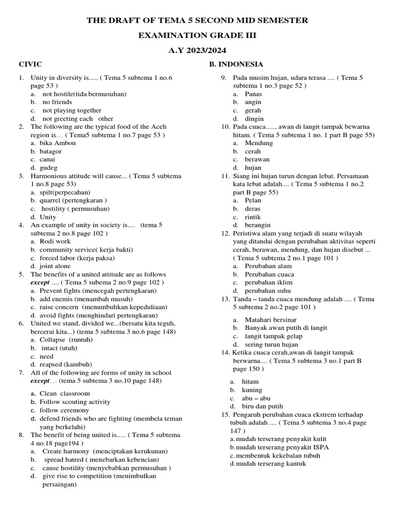 Grade 3 Civic & General Exam | PDF | Physical Exercise