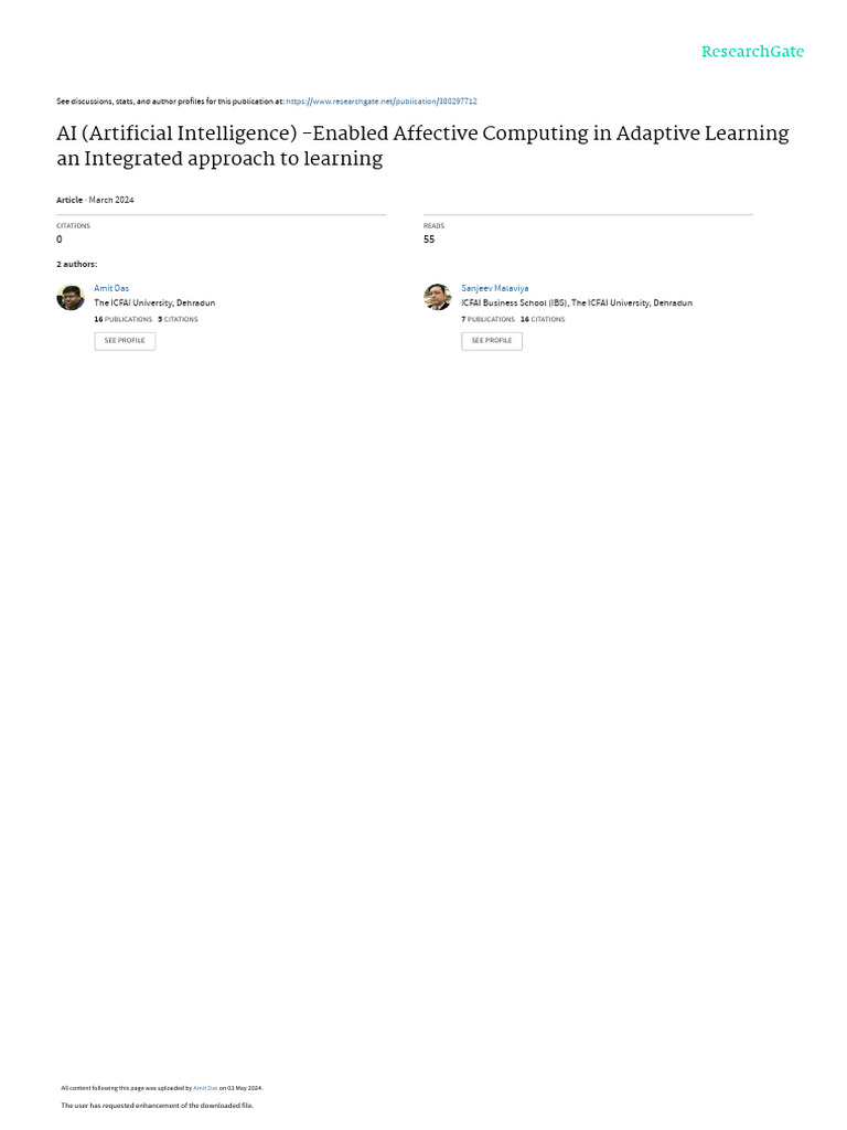 AI (Artificial Intelligence) - Enabled Affective Computing in Adaptive Learning An Integrated ...