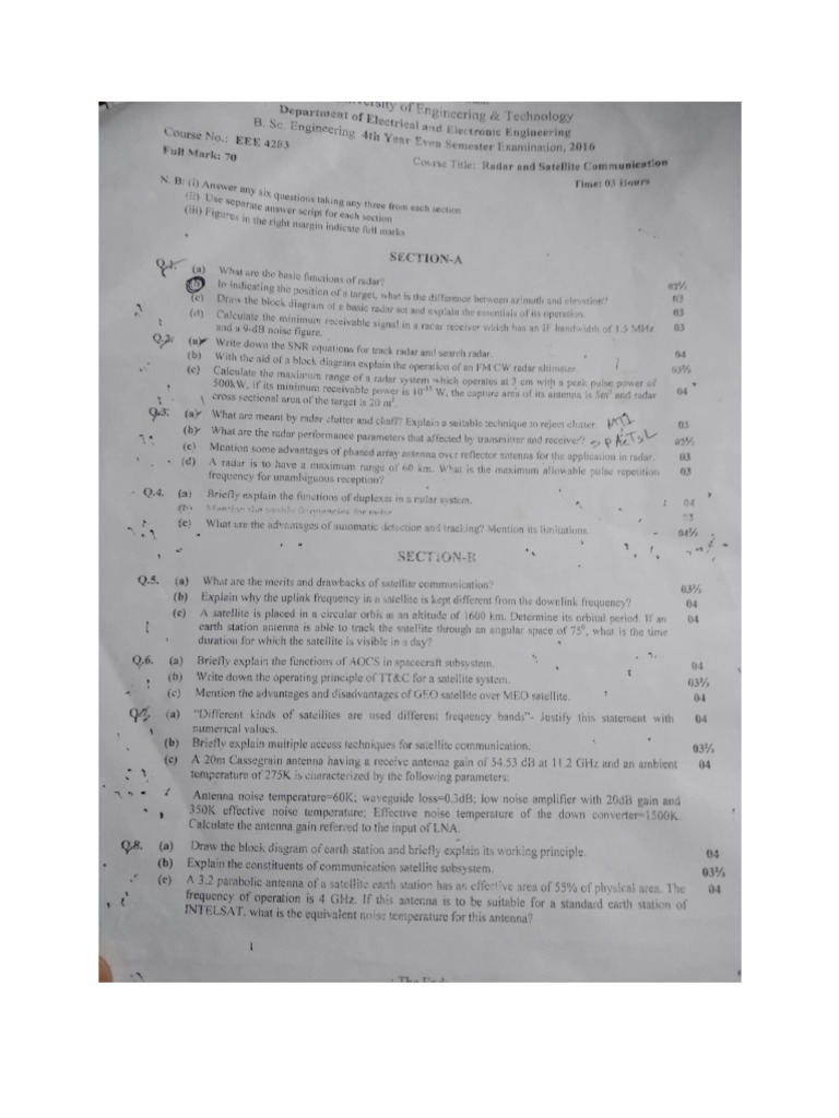 Radar Question | PDF