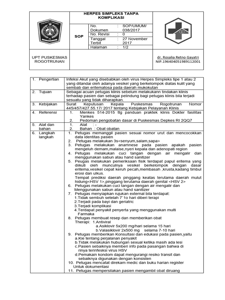 Sop Herpes Simplek | PDF | Pengembangan Diri | Sains & Matematika