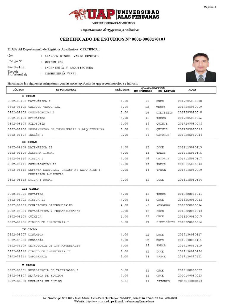 CERTIFICADO Mario 1 | PDF
