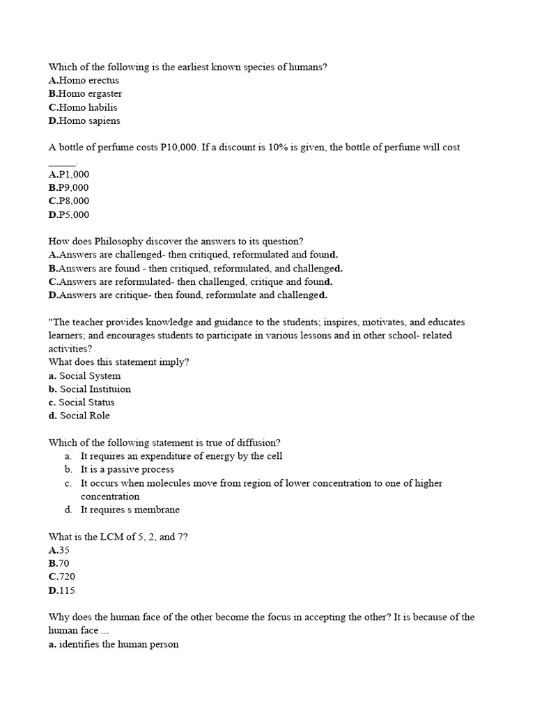 GENERAL EDUCATION DIAGNOSTIC TEST by Ser Melvin | PDF | Dominance ...