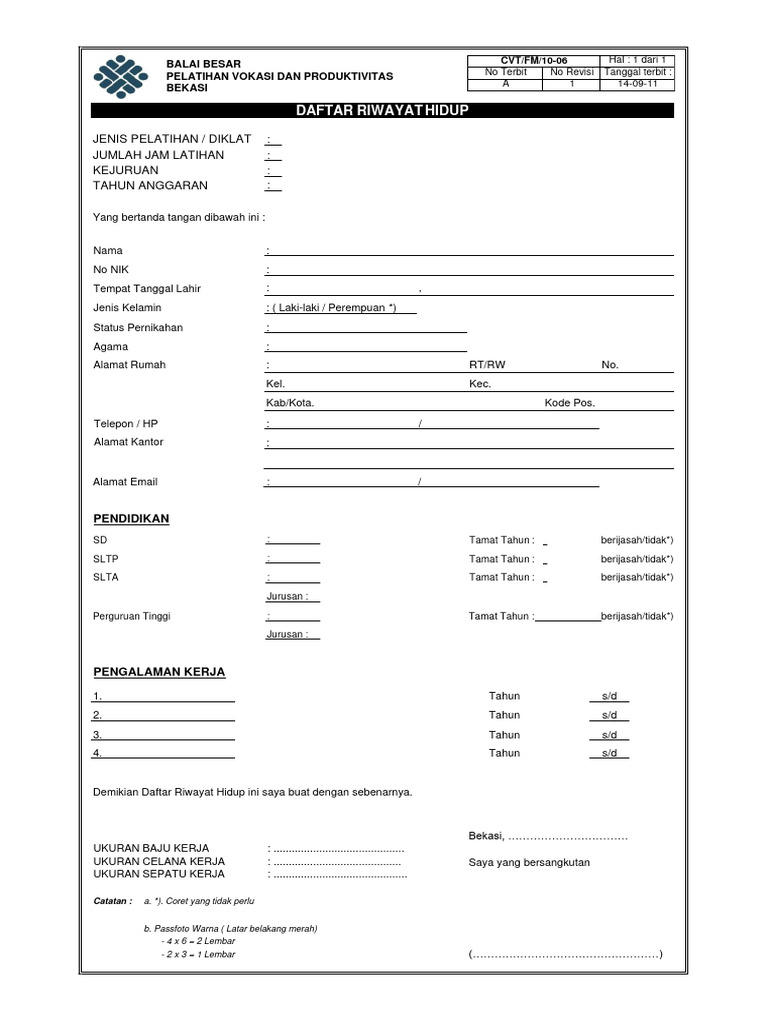 Form Administrasi Peserta | PDF