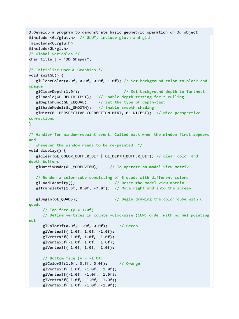 3opengl | PDF | Integer (Computer Science) | Computer Graphics