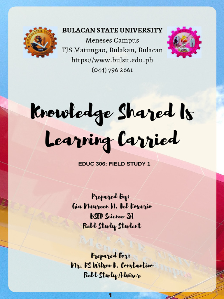 Field Study 1 Portfolio Overview | PDF | Learning | Teachers