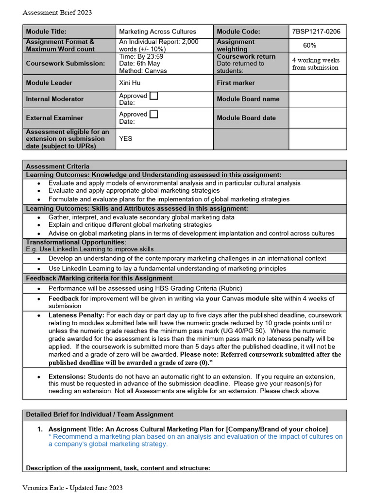 Individual Report HBS Assessment Brief Template | PDF | Brand | Marketing