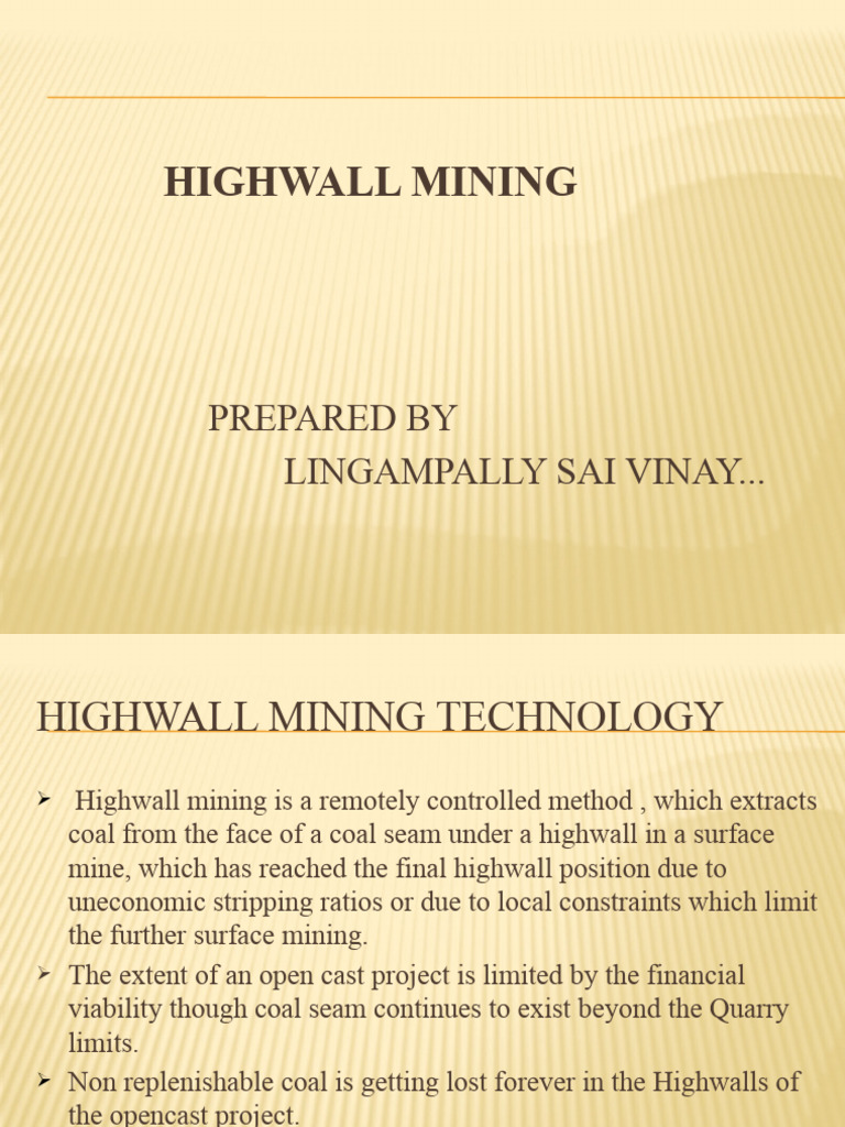 Highwall Mining | PDF | Coal Mining | Mining