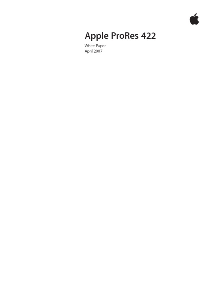 ProRes 422 Whitepaper PDF Codec Data Compression