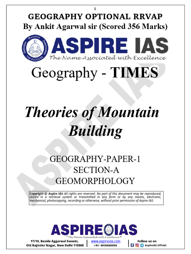 Geography - TIMES Theories of Mountain Building: Geography Optional Rrvap by Ankit Agarwal Sir ...