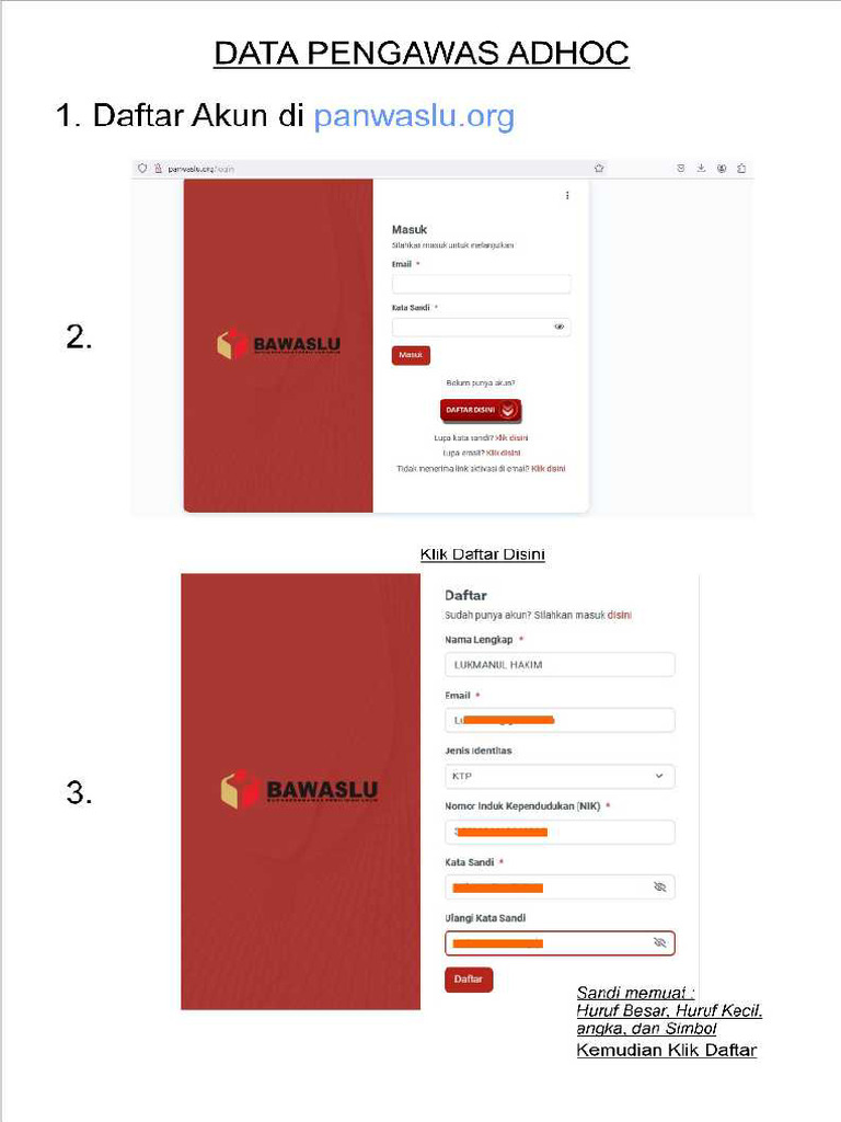 Cara Input Data Pengawas | PDF