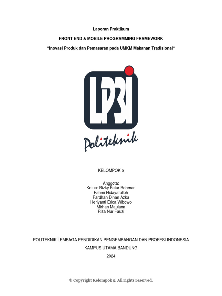 Laporan Praktikum Front End & Mobile Programming Framework "Inovasi Produk Dan Pemasaran Pada ...