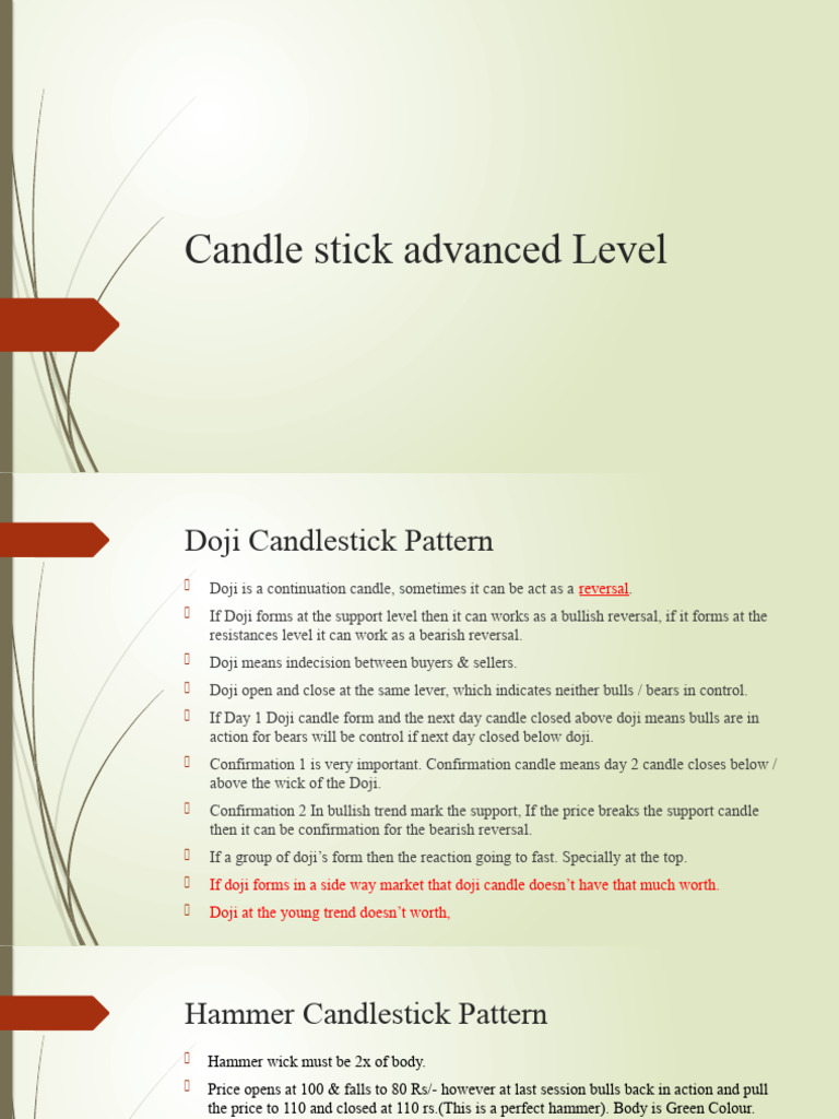 Identifying Candlestick Patterns Advanced level | Download Free PDF | Market Trend | Microeconomics