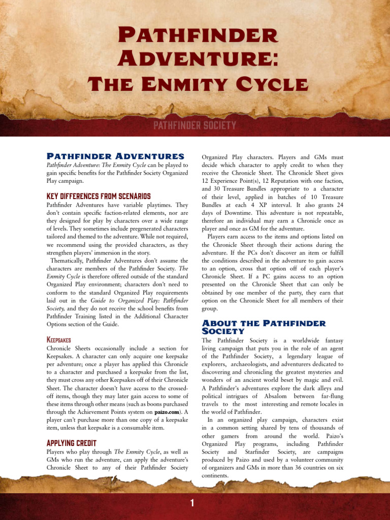 Pathfinder Adventure: The Enmity Cycle | PDF | Copyright | License