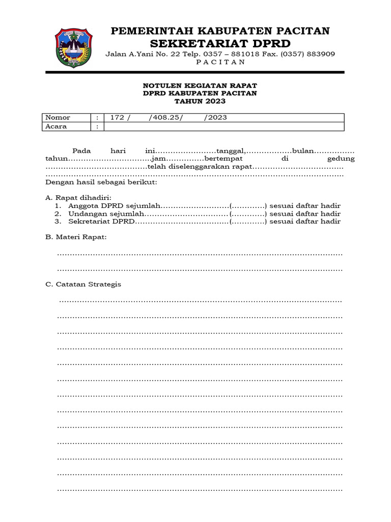 Blangko Notulen 2023 | PDF