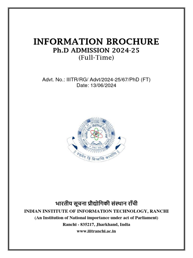 PHD Admission Brochure Full Time | PDF | Doctor Of Philosophy ...