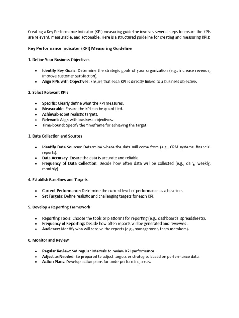 KPI Measuring Guideline & Matrix | PDF | Performance Indicator | Customer Satisfaction
