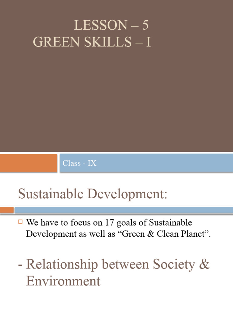 Lesson - 5 Green Skills - I | PDF | Social Science