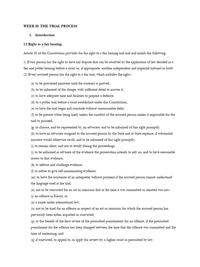 Week 10-The Trial Process | PDF | Burden Of Proof (Law) | Trials