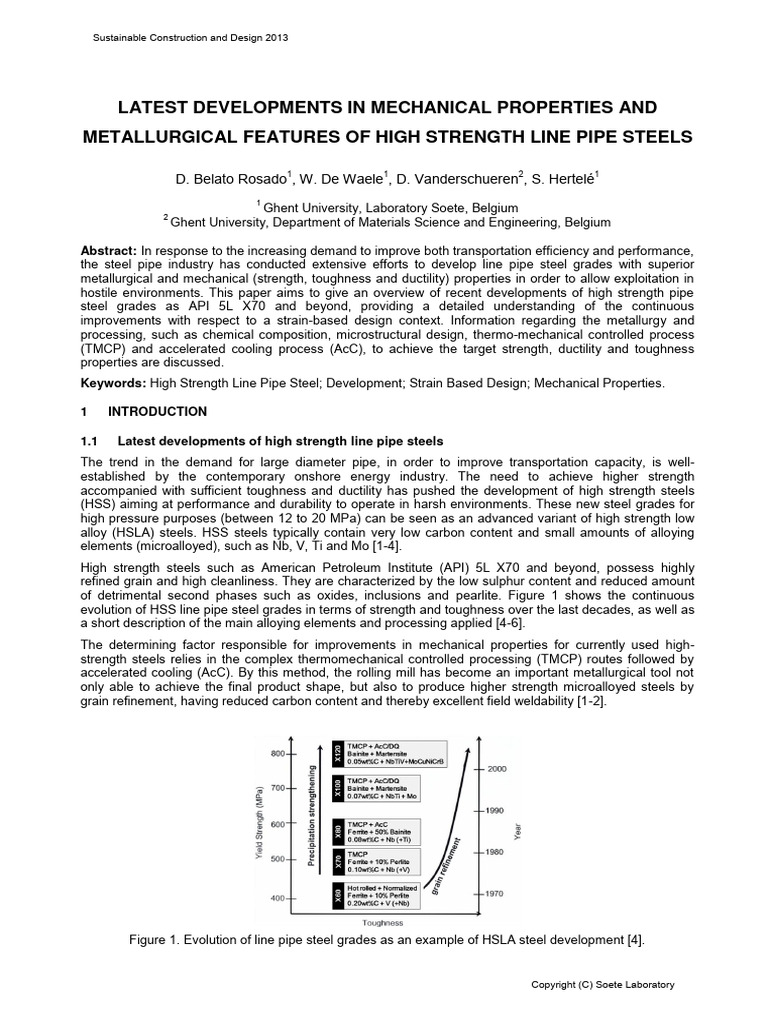 2013 - Latest Developments in Mechanical Properties of High Strength ...